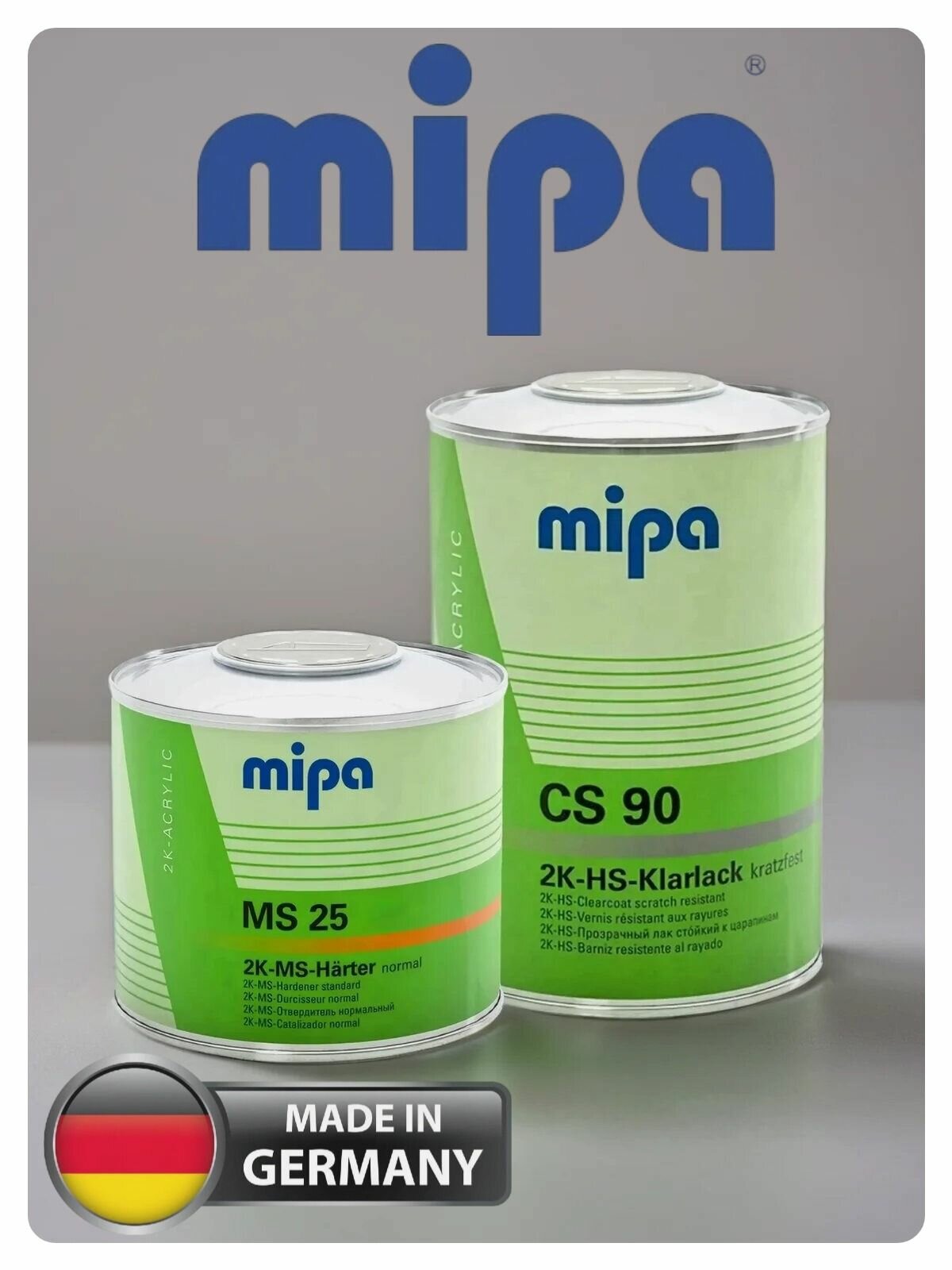 Mipa 2K-HS-Klarlack CS 90 Лак акриловый стойкий к царапинам с отвердителем MS 25 (1л+0,5л)