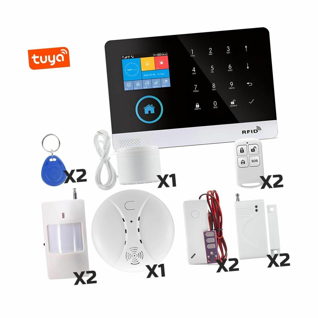 Автономная беспроводная охранно-пожарная сигнализация GSM/Wi-Fi - TUYA Strazhnik-Oko-12(4G) (R62613KOM), для больших офисов, загородных домов. В комплекте 12 беспроводных датчиков.