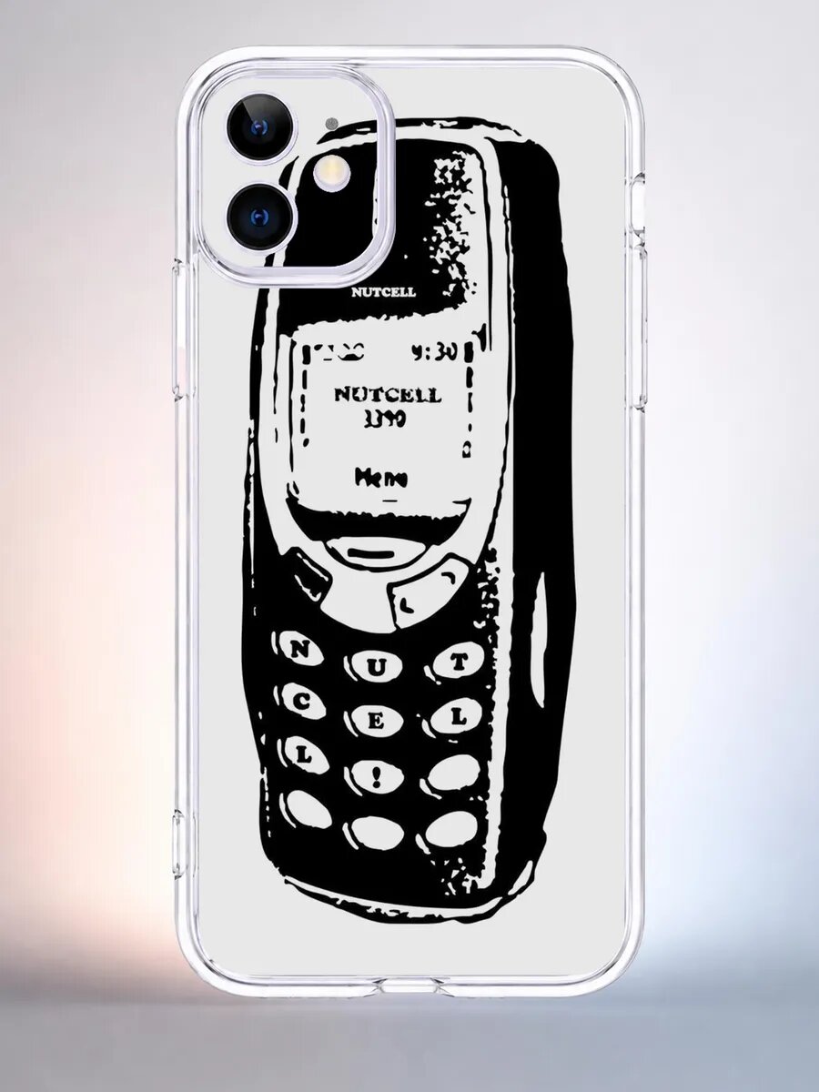 Чехол iPhone 11 ретро телефон силиконовый прозрачный