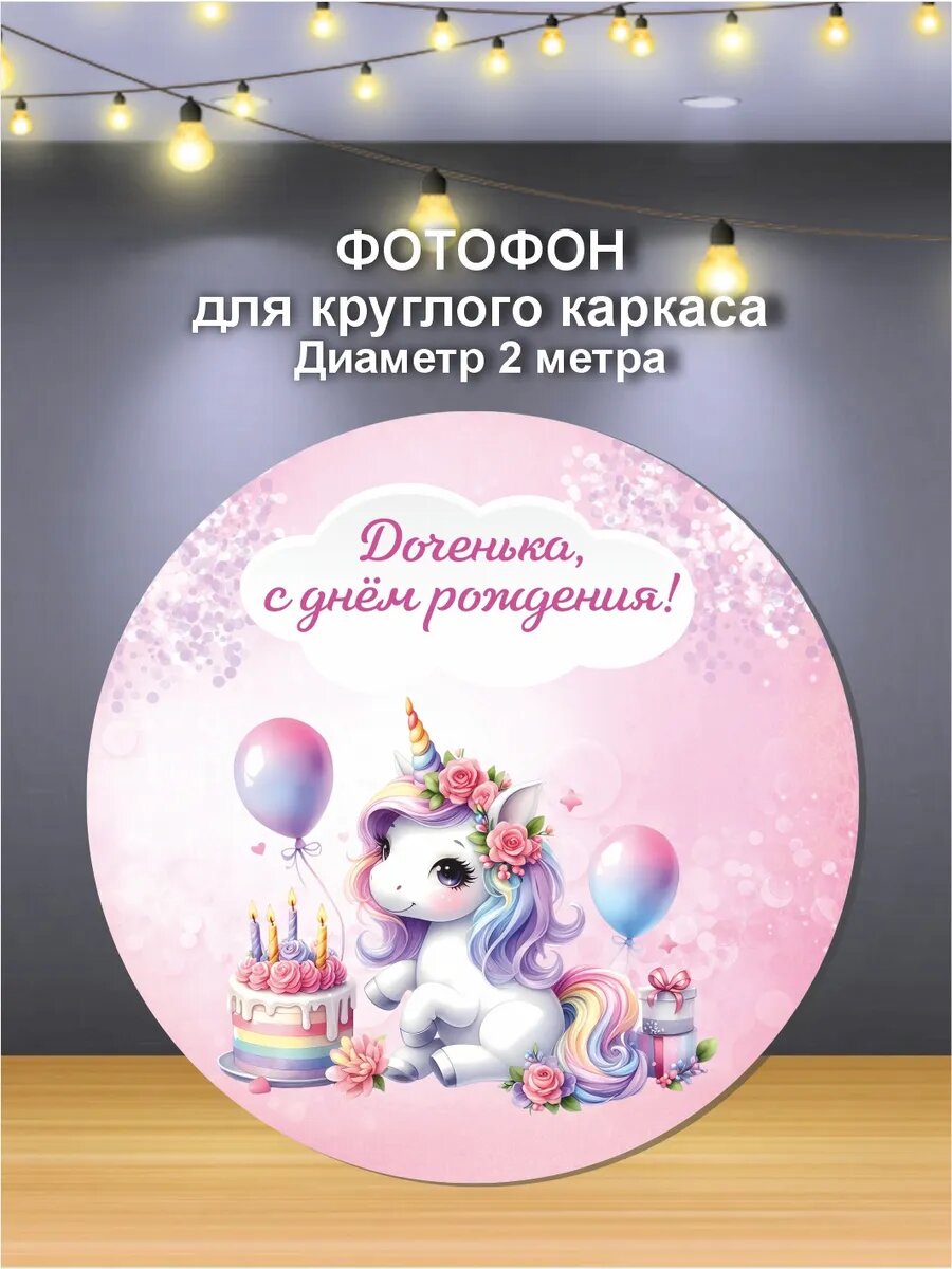 Баннер для фотозоны на День рождения доченьке круглый 2 м