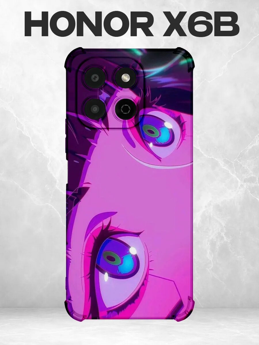 Чехол на Honor X6B аниме неон лицо розовый