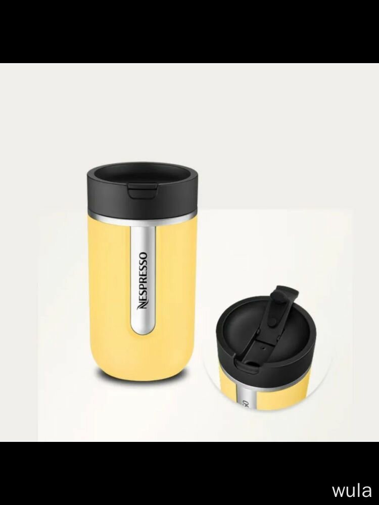 Термокружка Nespresso, 300 мл, желтая, для кофе, для офиса — фото 1