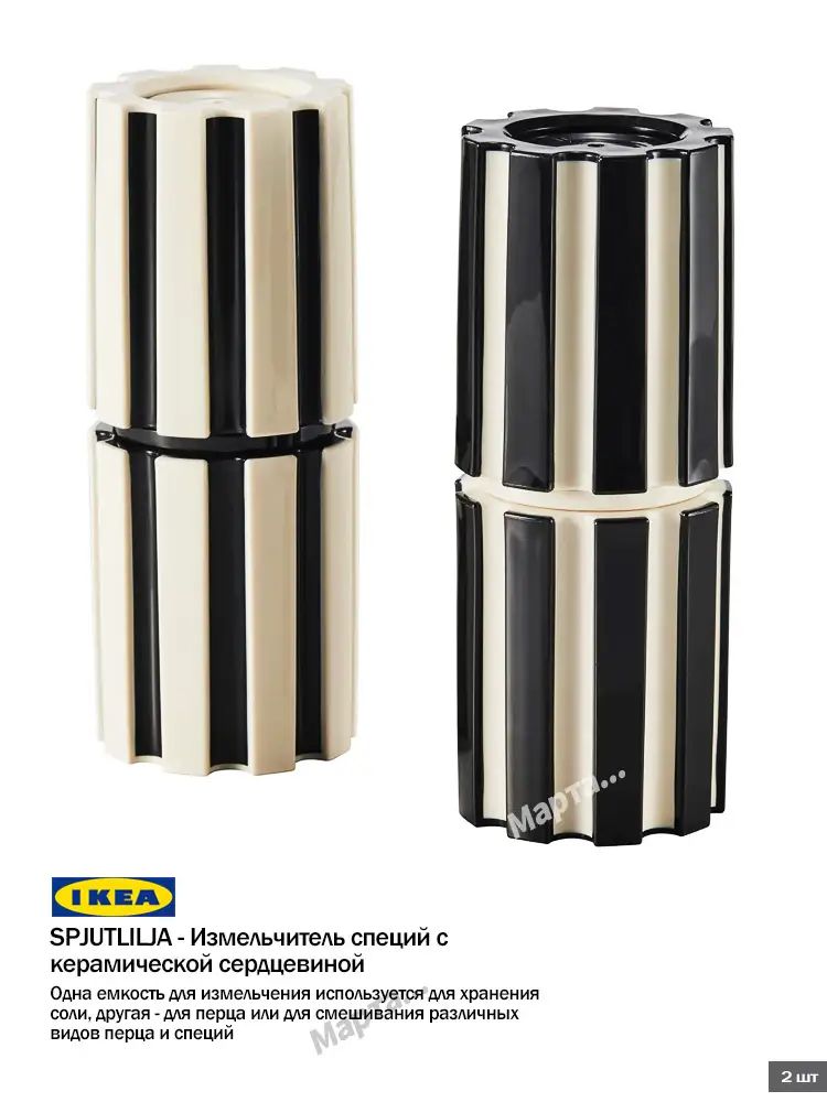 IKEA Мельница для специй 7 см 2 шт пластик синий
