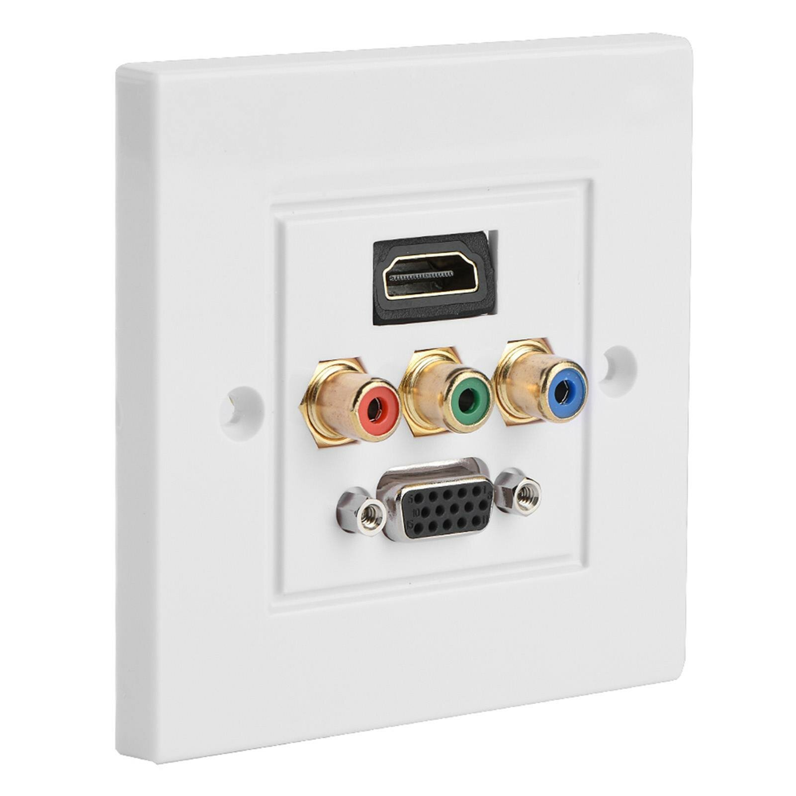 Розетка мультимедийная HDMI VGA 3RCA, ABS, для стеновой установки, простое подключение