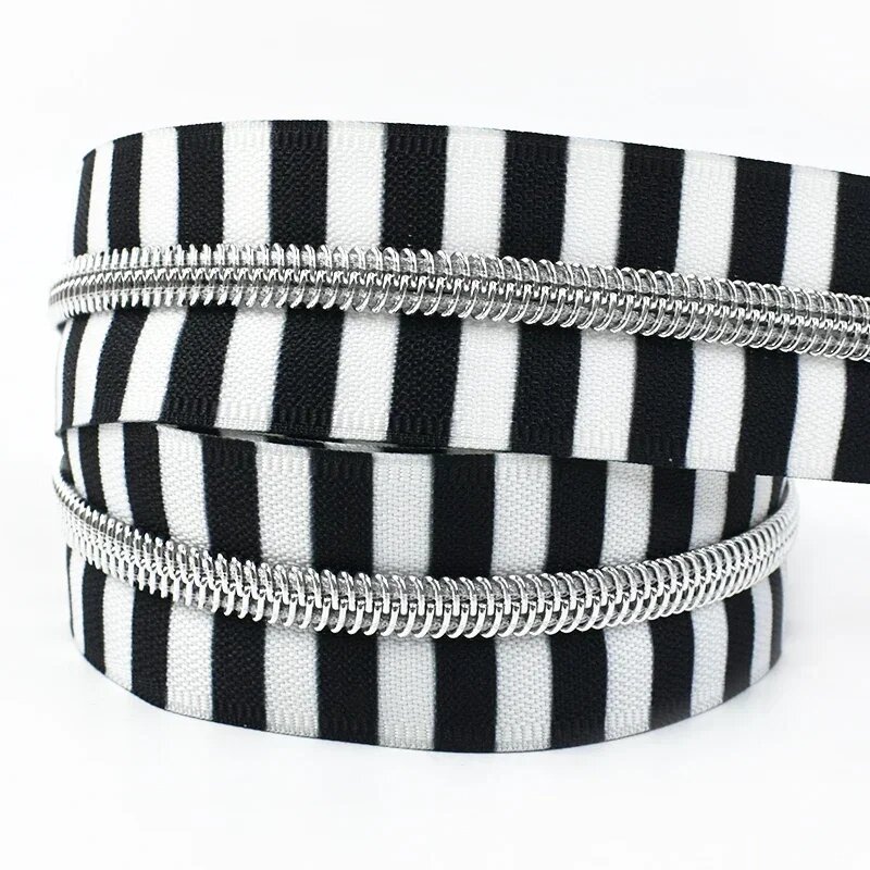 Мелкий нейлоновый замок Meetee 5# с полосой StripeSilver, 2Meters