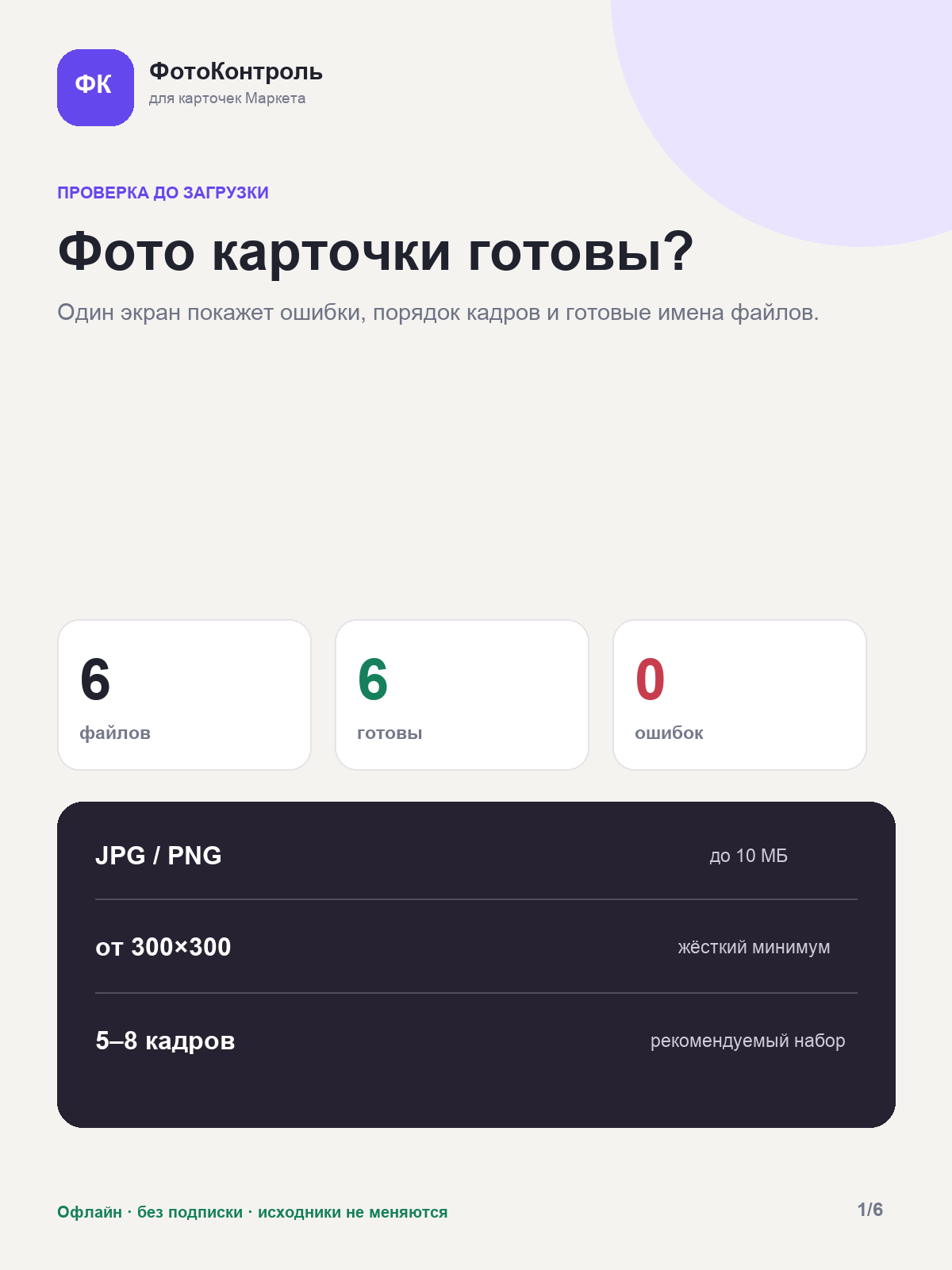 ФотоКонтроль Маркет — проверка фотографий карточки товара