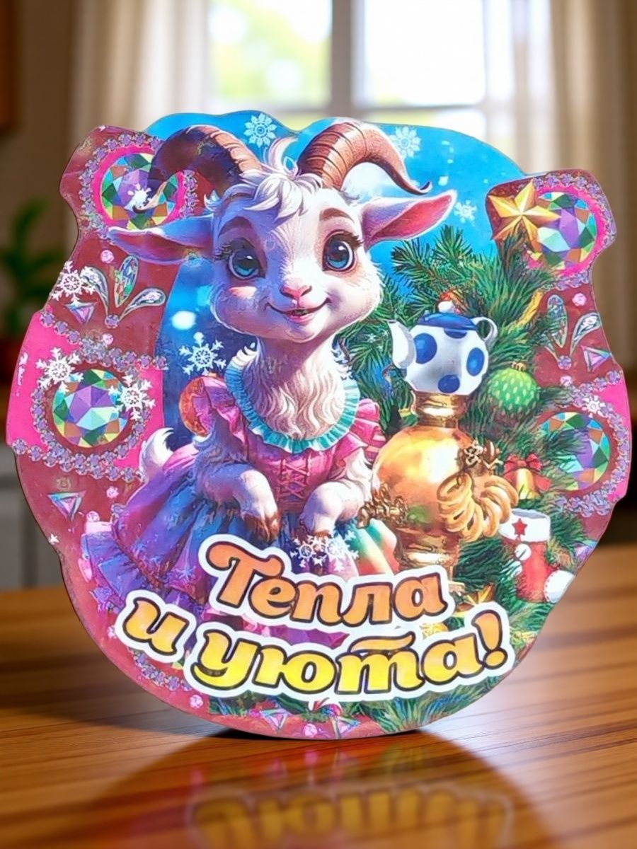 Магнит на холодильник подкова "Тепла и уюта!" символ 2027 года коза