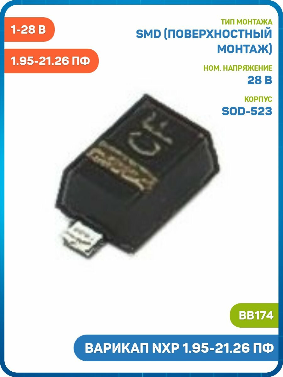 Варикап NXP 1.95-21.26 пФ/1-28 В (BB174 (SOD-523)/CF)