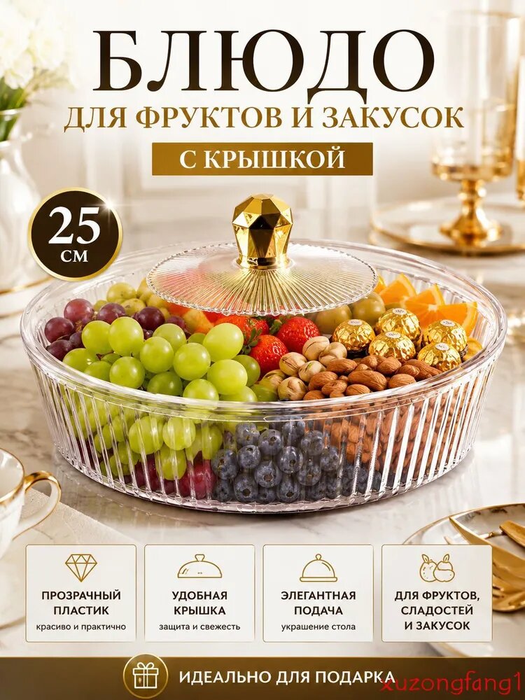 Блюдо сервировочное 25 см пластик 1 шт цвет белый