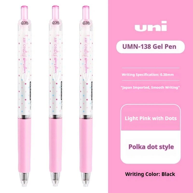 Гелевая ручка Uni Cute Polka Dot Signo UMN-138S Розовый, 3pcs LightPink Pens