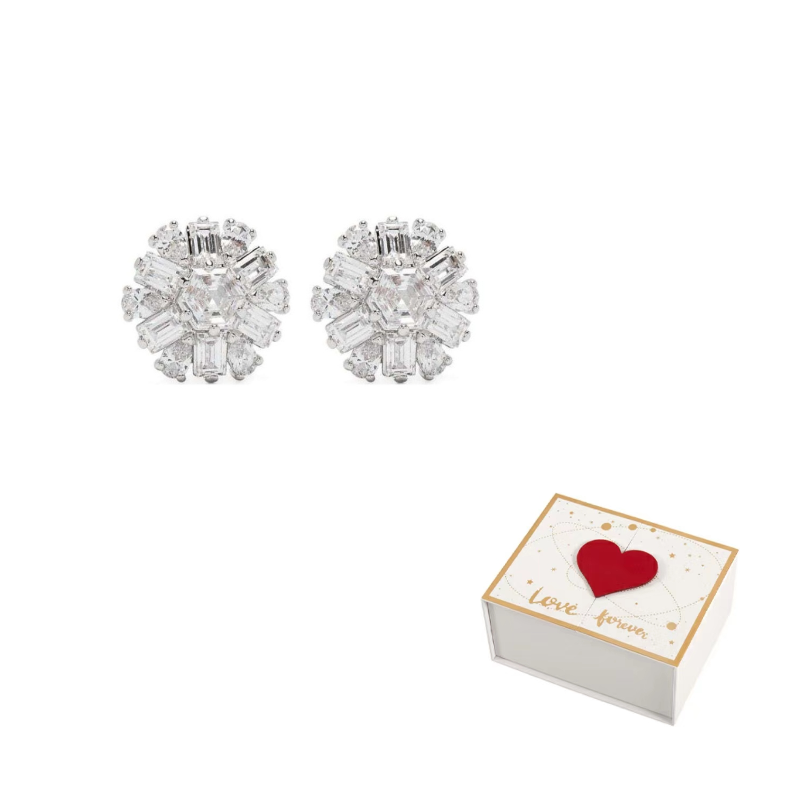 Серьги пусеты, кристаллы Swarovski