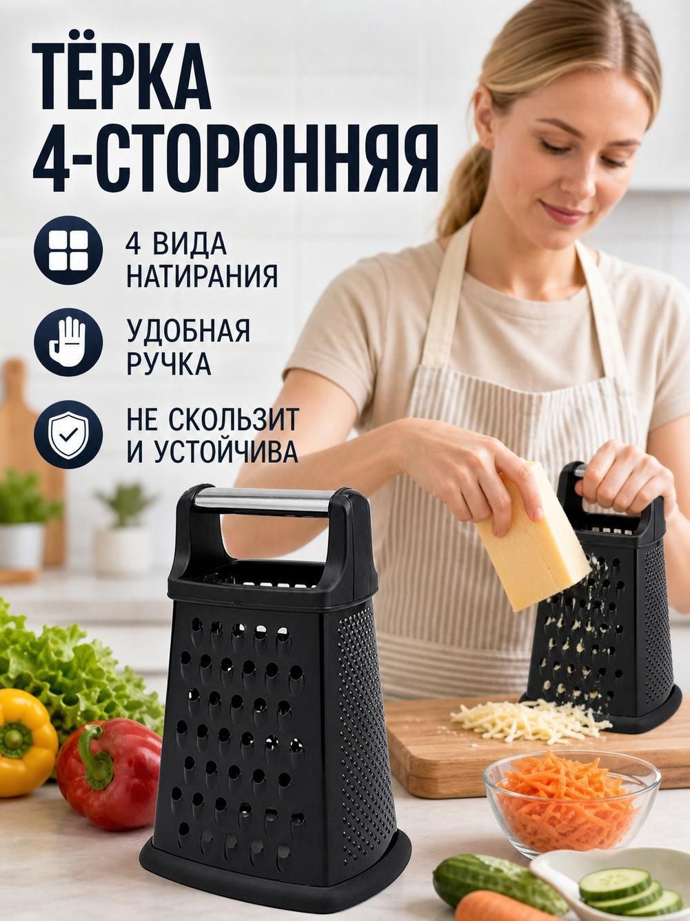 Терка для овощей, четырехгранная