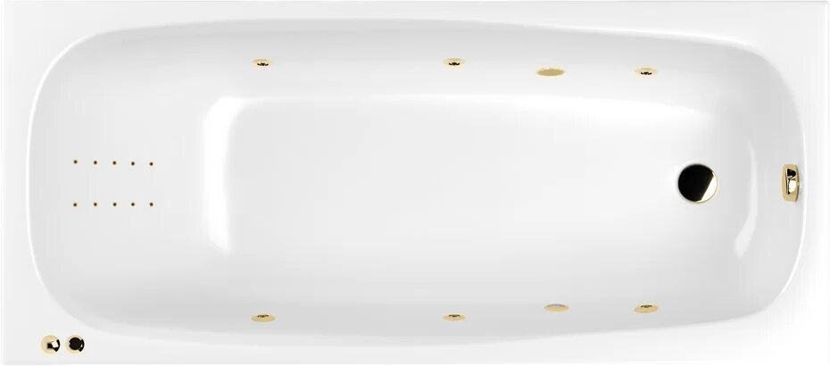 Акриловая ванна WHITECROSS Layla Slim Line Nano 170x75, с каркасом, встраиваемая, белая, глянцевая, со сливом-переливом, прямоугольная, с гидромассажем