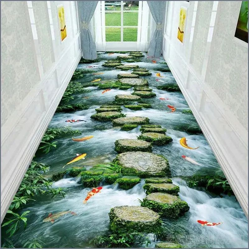 Ковер 160x300 см 3d-эффект зеленый, светло-синий