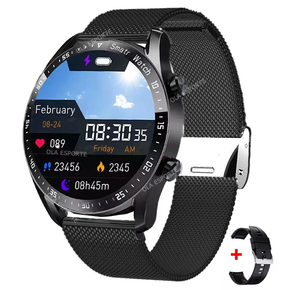 Умные часы AMOLED Bluetooth для мужчин Regular version, Black Milan