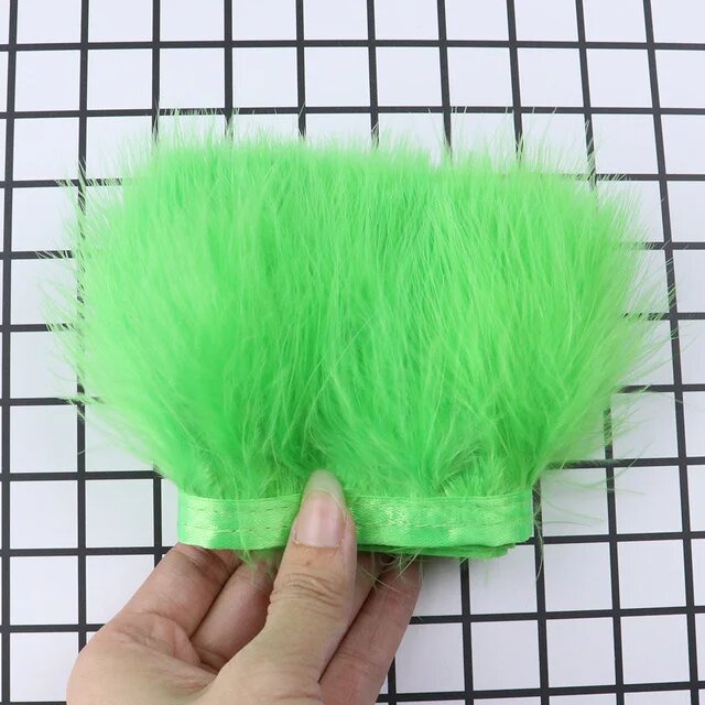 Пушистая бахрома из перьев индейки 8-10 см Зеленый, 1 meter, Green
