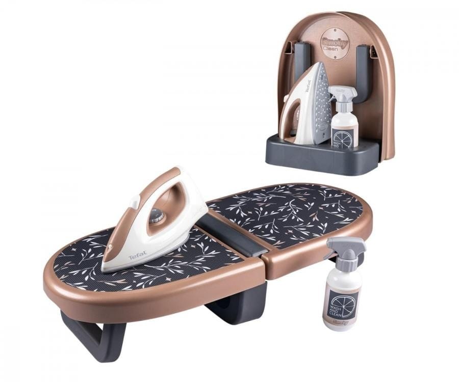 Игровой набор Smoby Mini Tefal складной гладильный стол с аксессуарами, разноцветный, 51x20x10 см