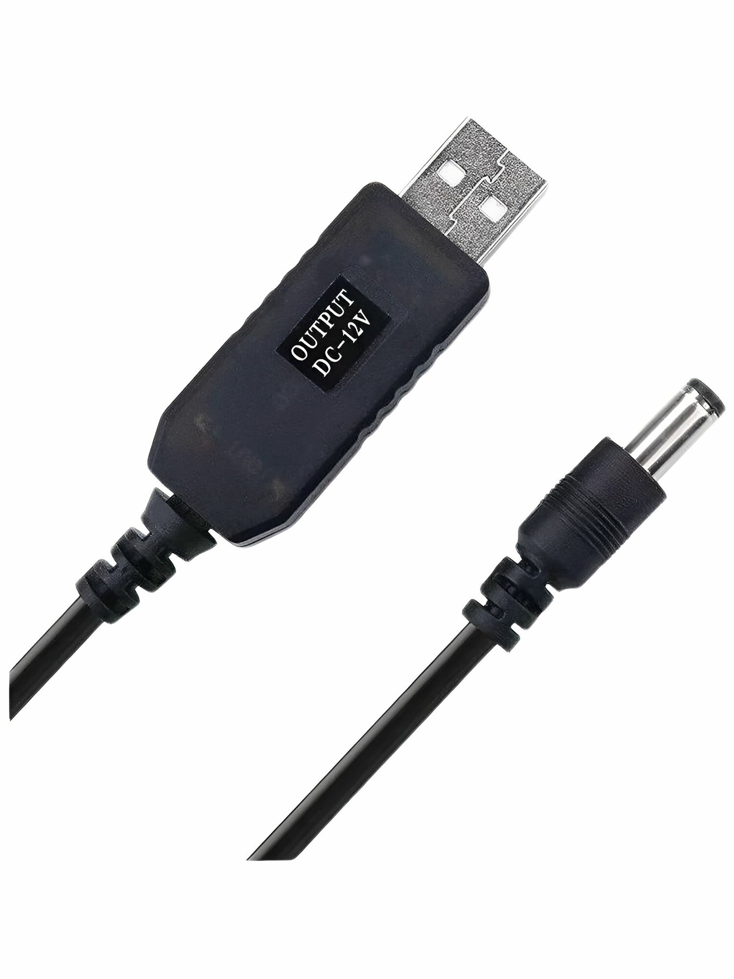 Кабель USB с преобразователем напряжения 5V в 12V, 0.7 A, длина 1 м, штекер 5.5x2.5, черный