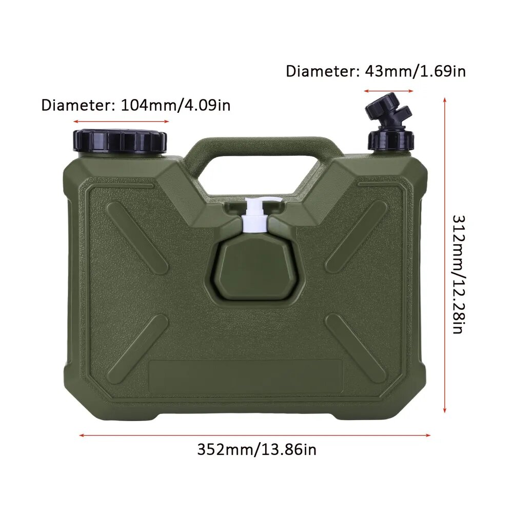 Питьевой бак для кемпинга из пищевого HDPE, 12 л, с краном