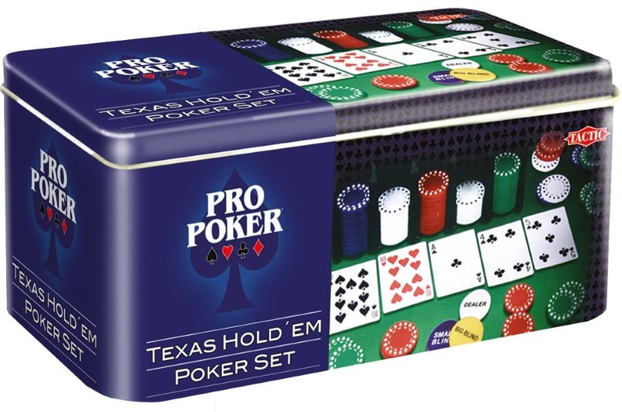 Настольная игра Tactic Pro Poker Texas Hold'em, набор в жестяной коробке
