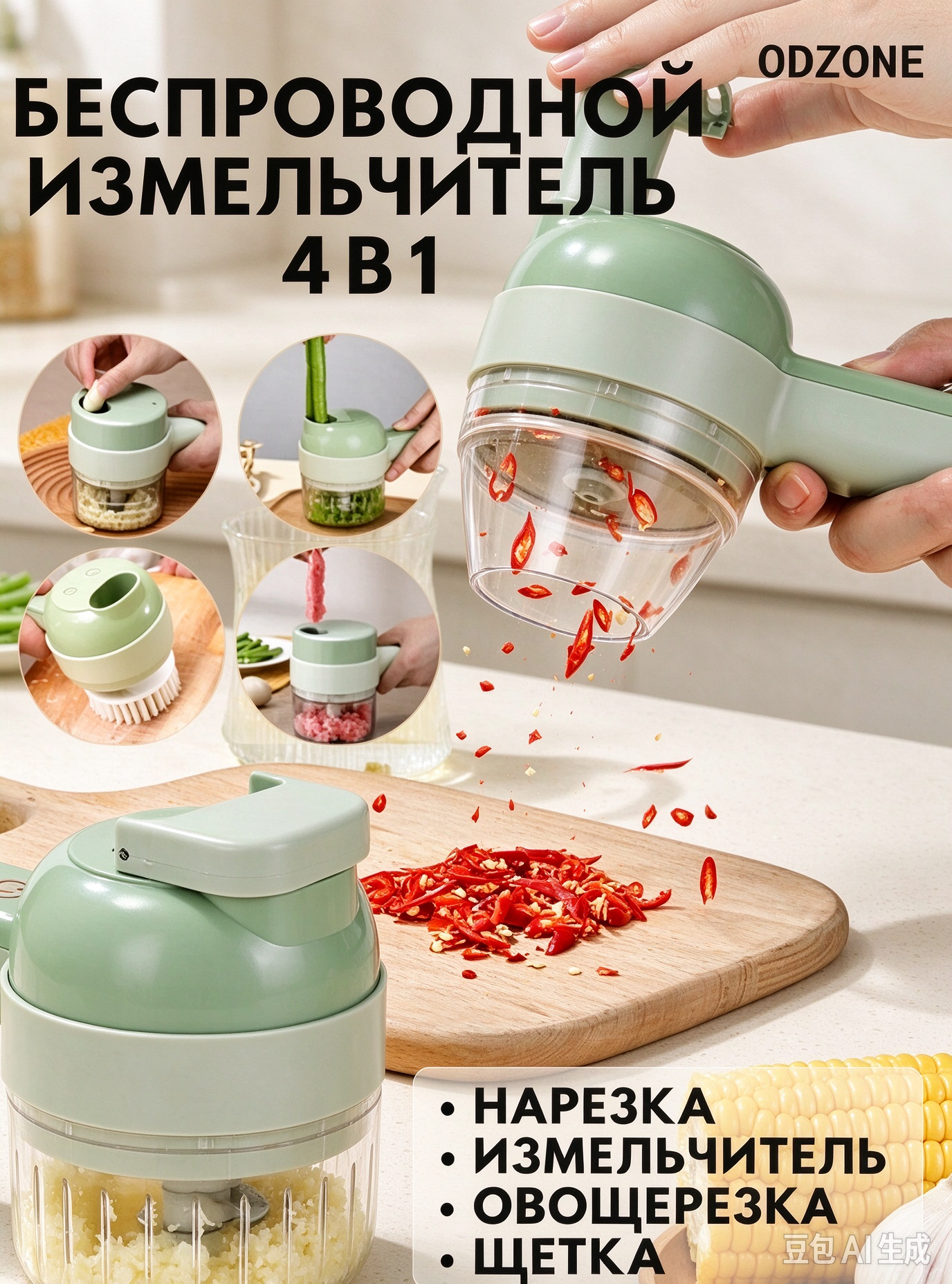 Измельчитель кухонный, измельчитель электрический кухонный, измельчитель для овощей и мяса, беспроводной