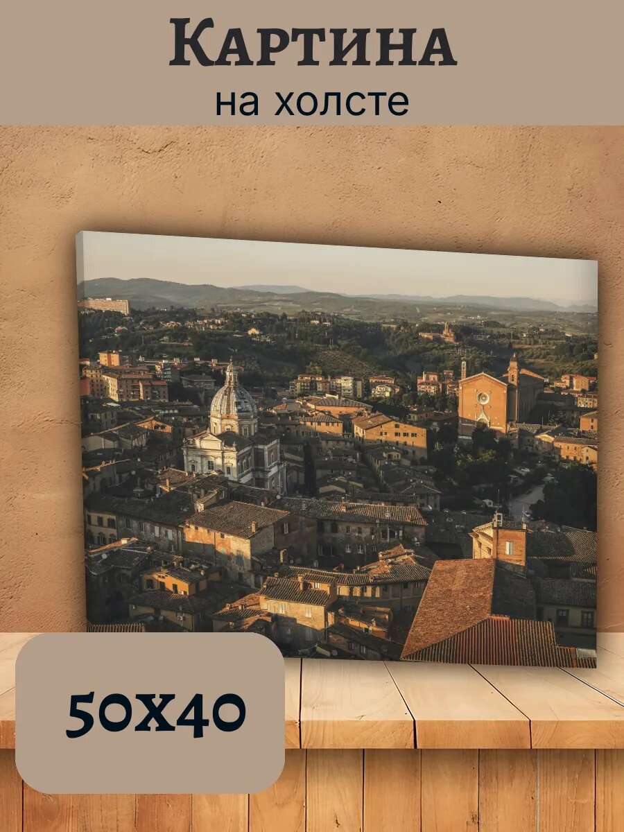 Картина Италия Italy 40x50 панорама Сиены с куполом