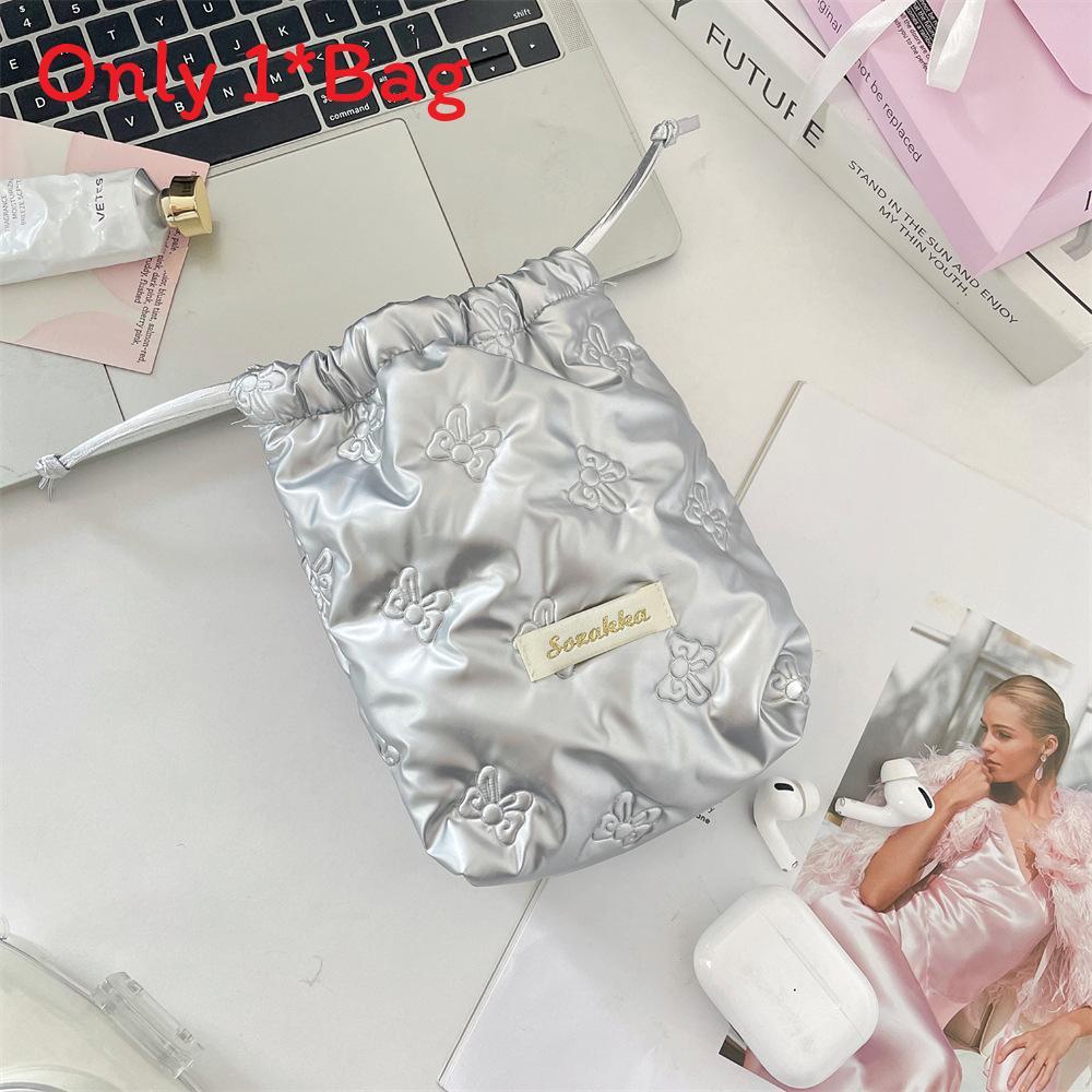 Кошелек для девочек пу adorable с завязками подходит для косметики конфет и хранения внутри малого серебристого банта