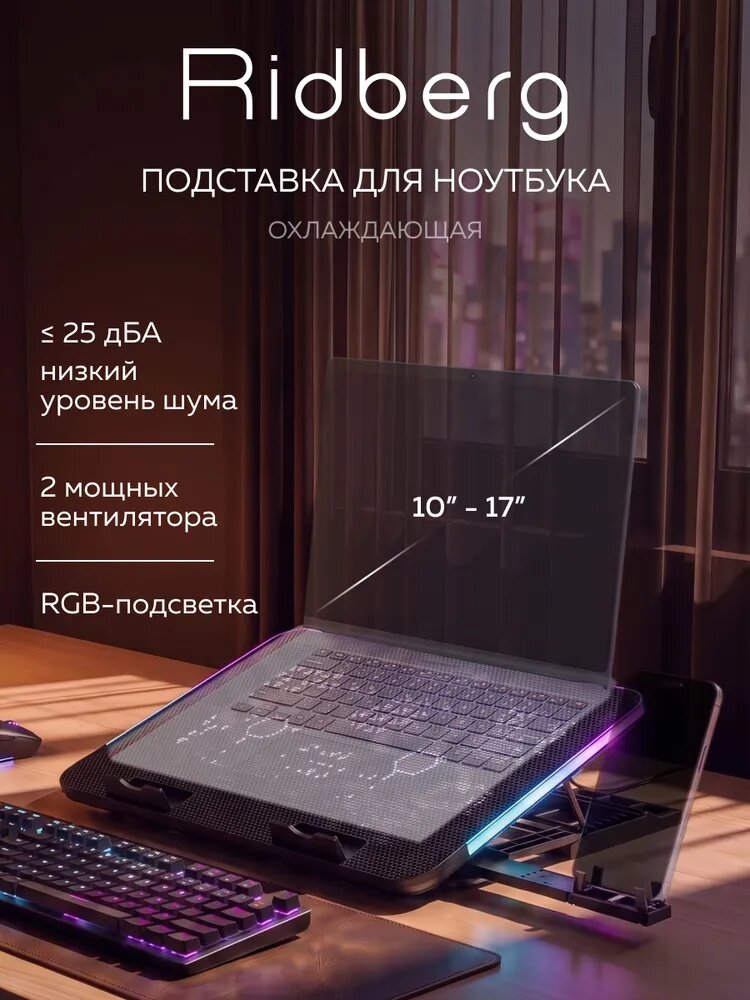 Подставка для охлаждения ноутбука Ridberg LCS03-73 (Black)
