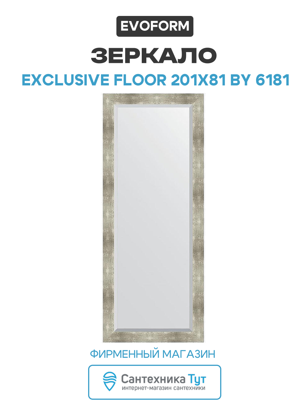Зеркало Evoform Exclusive Floor 201х81 BY 6181 с фацетом в багетной раме - Алюминий 90 мм стекло серый