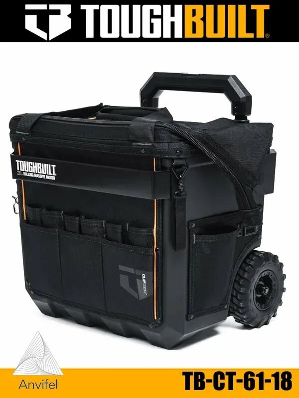 TOUGHBUILT TB-CT-61-18, Сумка для инструментов очень большая, на колесах, с массивным горлышком, 18 дюймов, с жестким водонепроницаемым основанием, прочная и долговечная