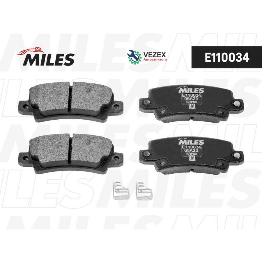 MILES E110034 Колодки тормозные задние с датчиком (Смесь Semi-Metallic) TOYOTA COROLLA (E12) 0206 (TRW GDB3289) E110034
