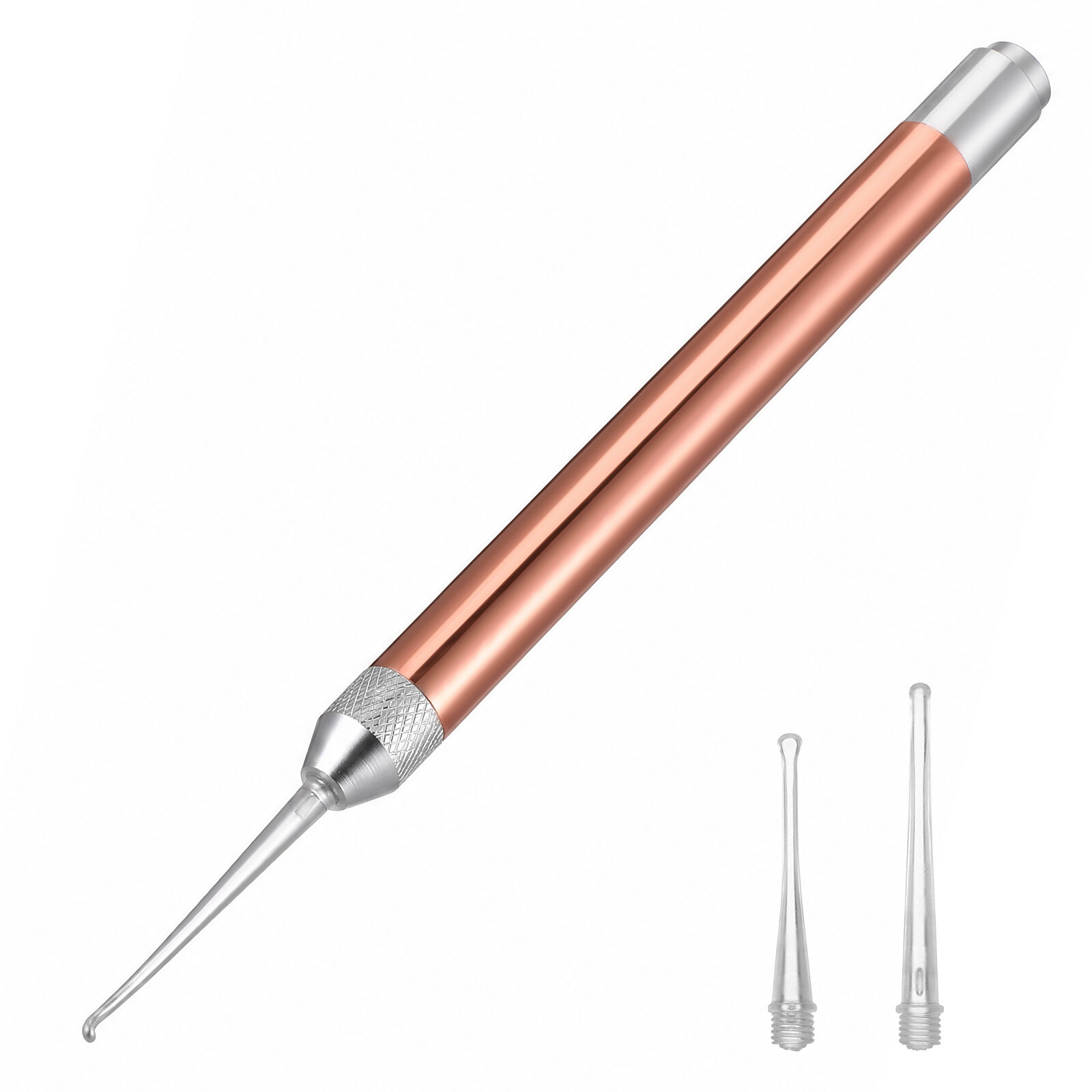 Светодиодный очиститель для ушей Earpick Curette для удаления ушной серы Earpick Cleaning Tool для ушей без батареи (розово-золотистый)