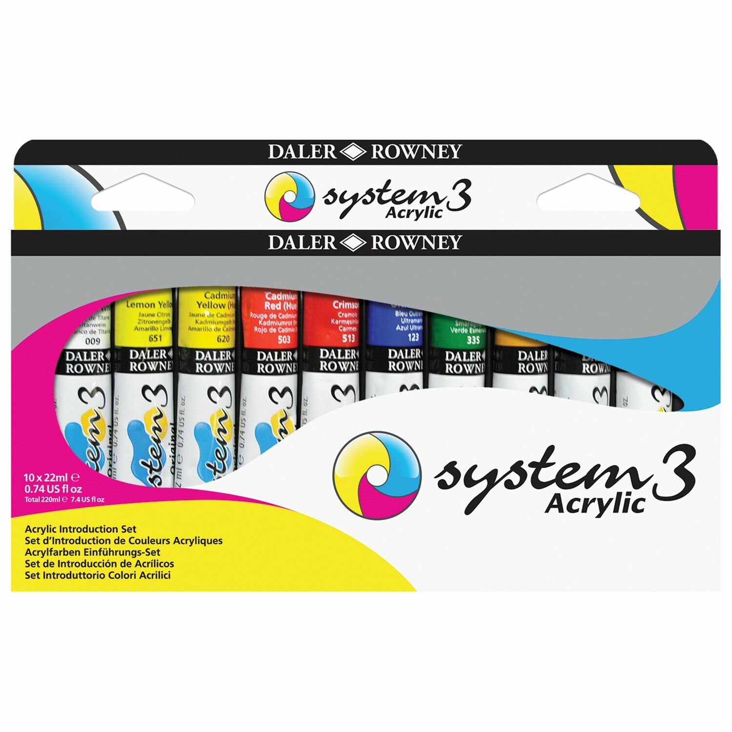 Daler Rowney SYSTEM3 краски акриловые художественные, набор Introduction Set 10 цветов по 22 мл, D129100015