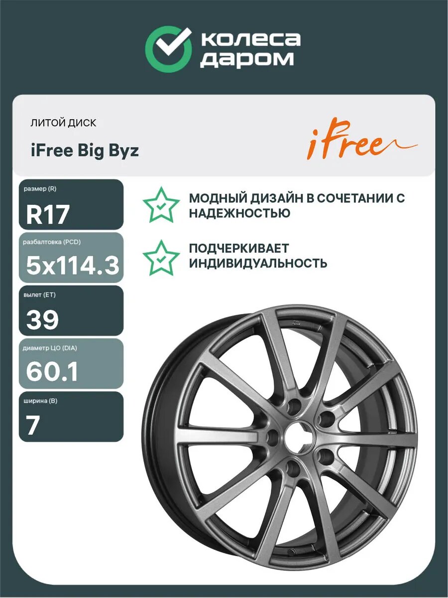 Диски литые Big Byz R17 5x114.3 ET39 D60.1