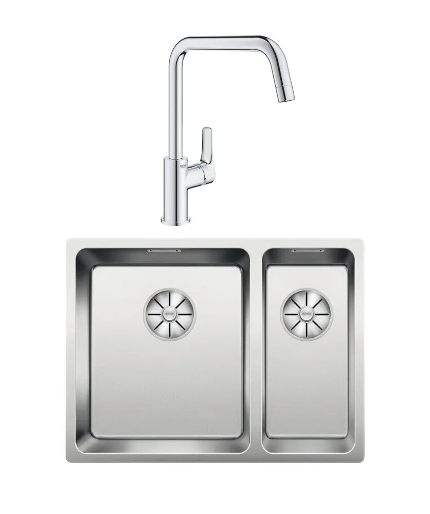Комплект Мойка Blanco Andano 340/180-IF 522975 58x44, сталь, нержавеющая сталь / Смеситель Grohe Eurosmart 30567000 глянцевый хром