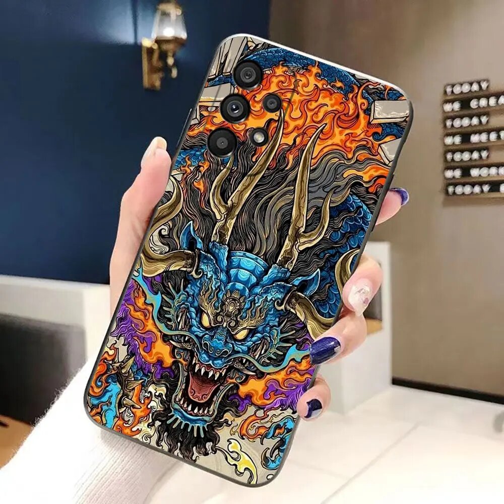 Чехол для телефона с символом дракона и тигра для Samsung A56 A55 A53 A52 A71 A72 A73 A51 A37 A36 A35 A34 A32 A26 A23 A22 A16 A15 A14 Cover