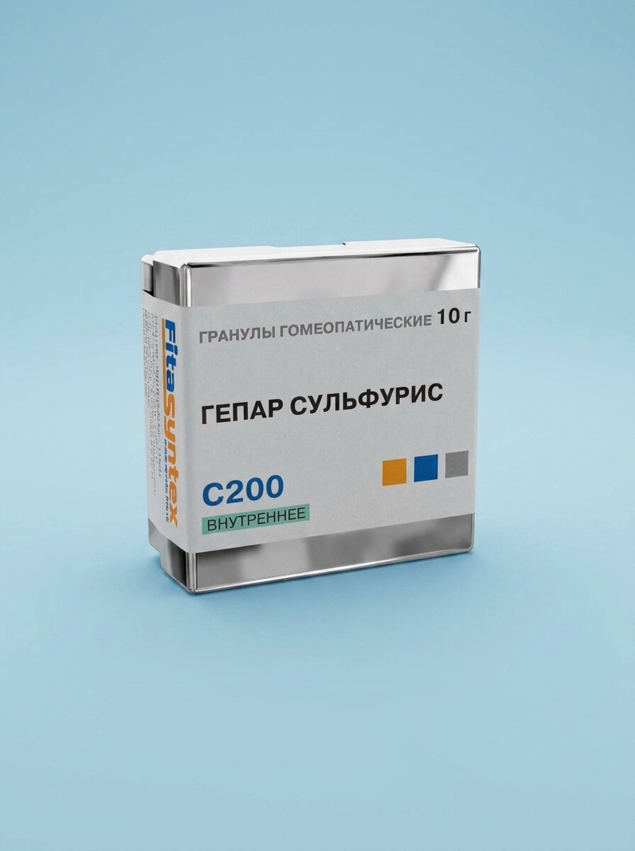 Гепар сульфурис С200, гранулы гомеопатические, 10 грамм , Фитасинтекс