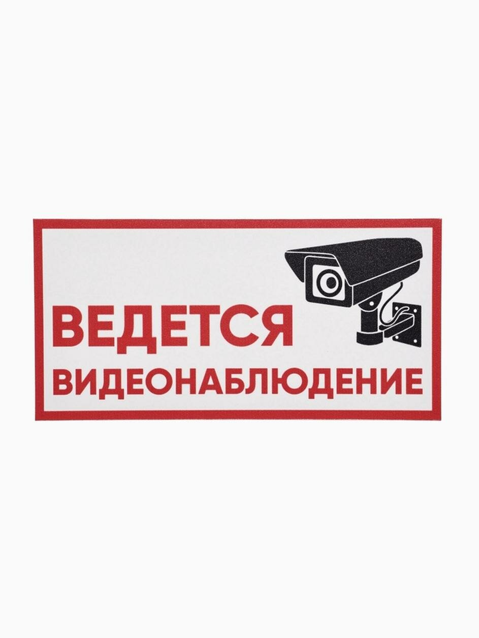 Табличка "ВЕДеТСЯ видеонаблюдение", 200×100, клейкая основа