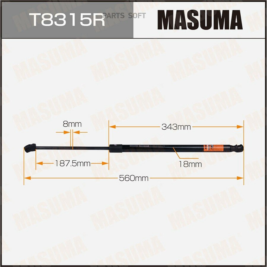 Упор багажника L=560 мм RH Masuma MASUMA T8315R | цена за 1 шт