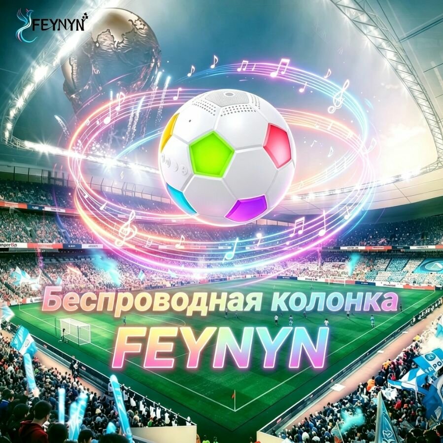 FEYNYN Bluetooth колонка RGB, портативная беспроводная колонка футбольный мяч, мощный бас, IPX5, для улицы и дома