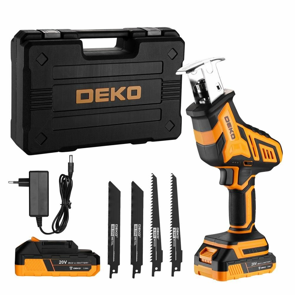 Сабельная пила аккумуляторная DEKO DKRS20-Li, 20В, 2x2.0Ач