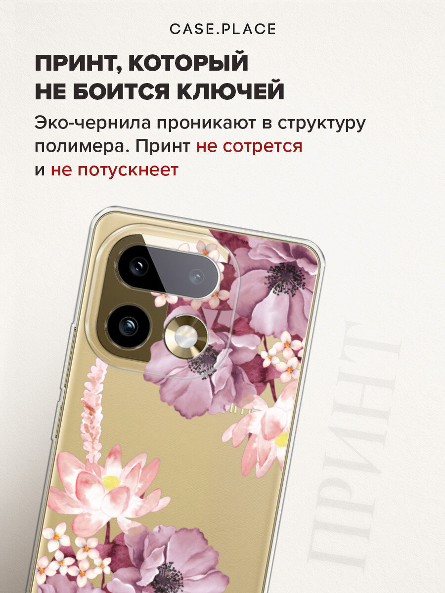 Чехол на Realme 16 Pro+ / Реалми 16 Про+ с принтом Розовые анемоны — фото 1