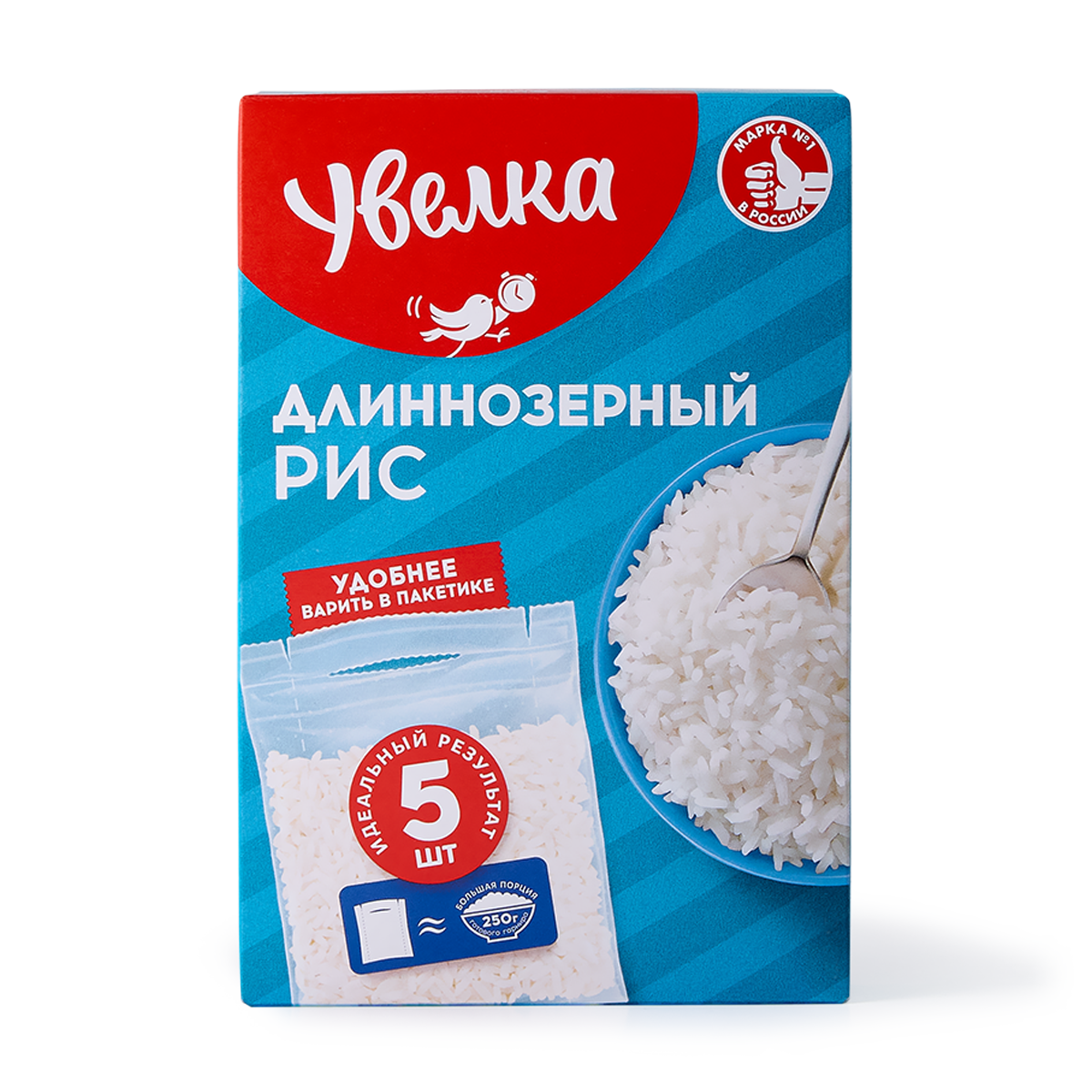 Рис Увелка, длиннозерный, пропаренный, в варочных пакетах, 400 г