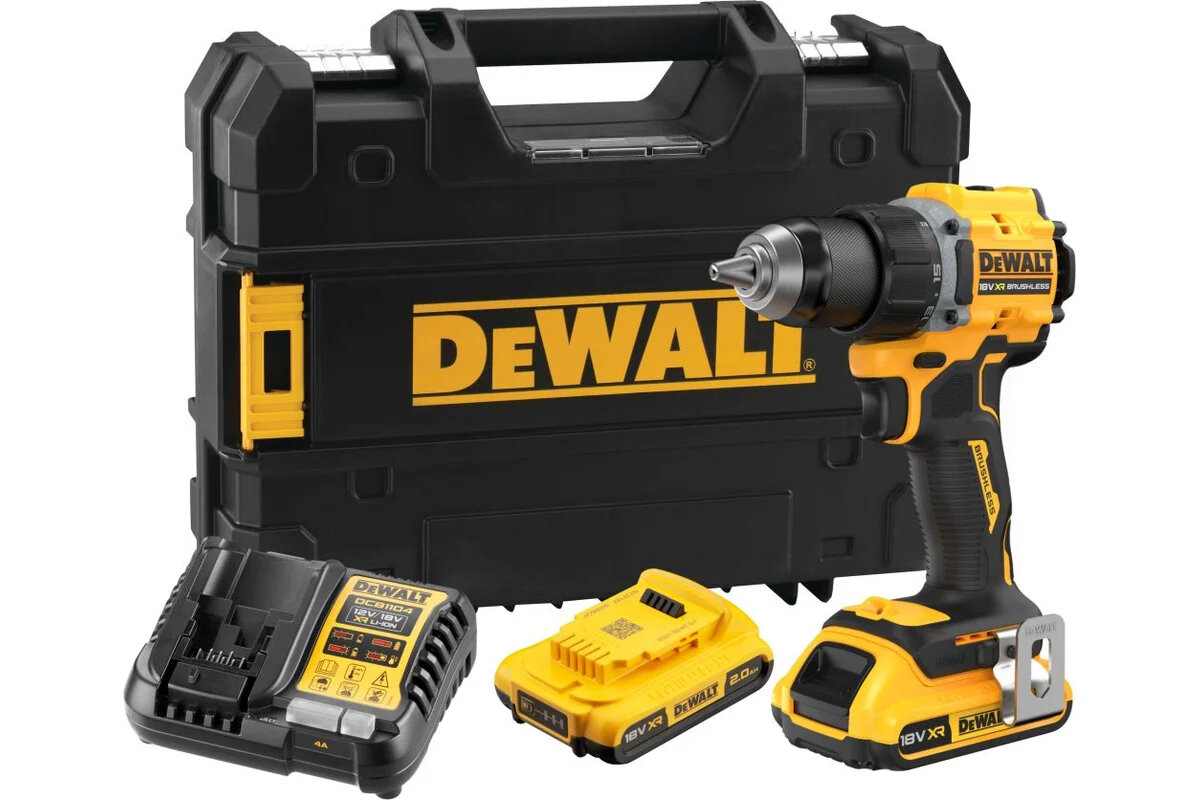 Аккумуляторная дрель-шуруповерт DEWALT DCD794D2T, 18В, 1650об/мин, с 2 АКБ 2 Ач и ЗУ, в кейсе TSTAK DCD794D2T-QW