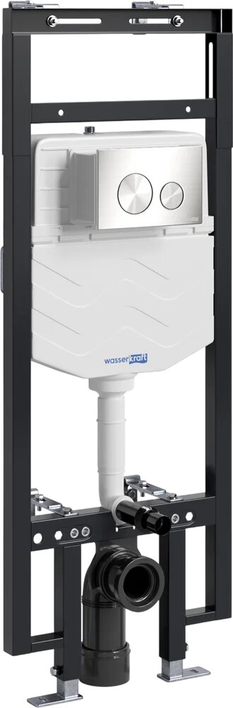 Инсталляция с кнопкой Wasserkraft Dinkel 58TLT.010. ME. BN02 50, 4 см, крепление к стене/к полу, с регулировкой по высоте, матовая, с шумоизоляцией