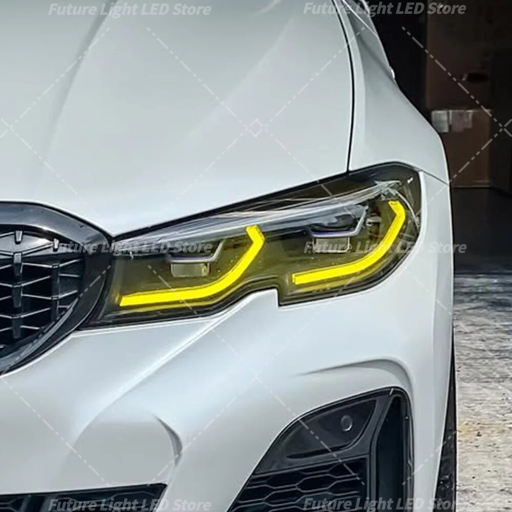 Лазерные фары с дневными ходовыми огнями Angel Eye для BMW 3 серии G20 G21 2020, USA Version, Yellow