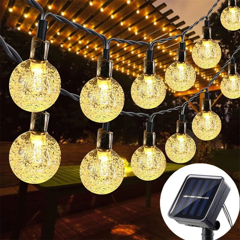 Солнечные гирлянды из хрустальных шаров LED 20/50/100 шт. Warm, 7m 50leds