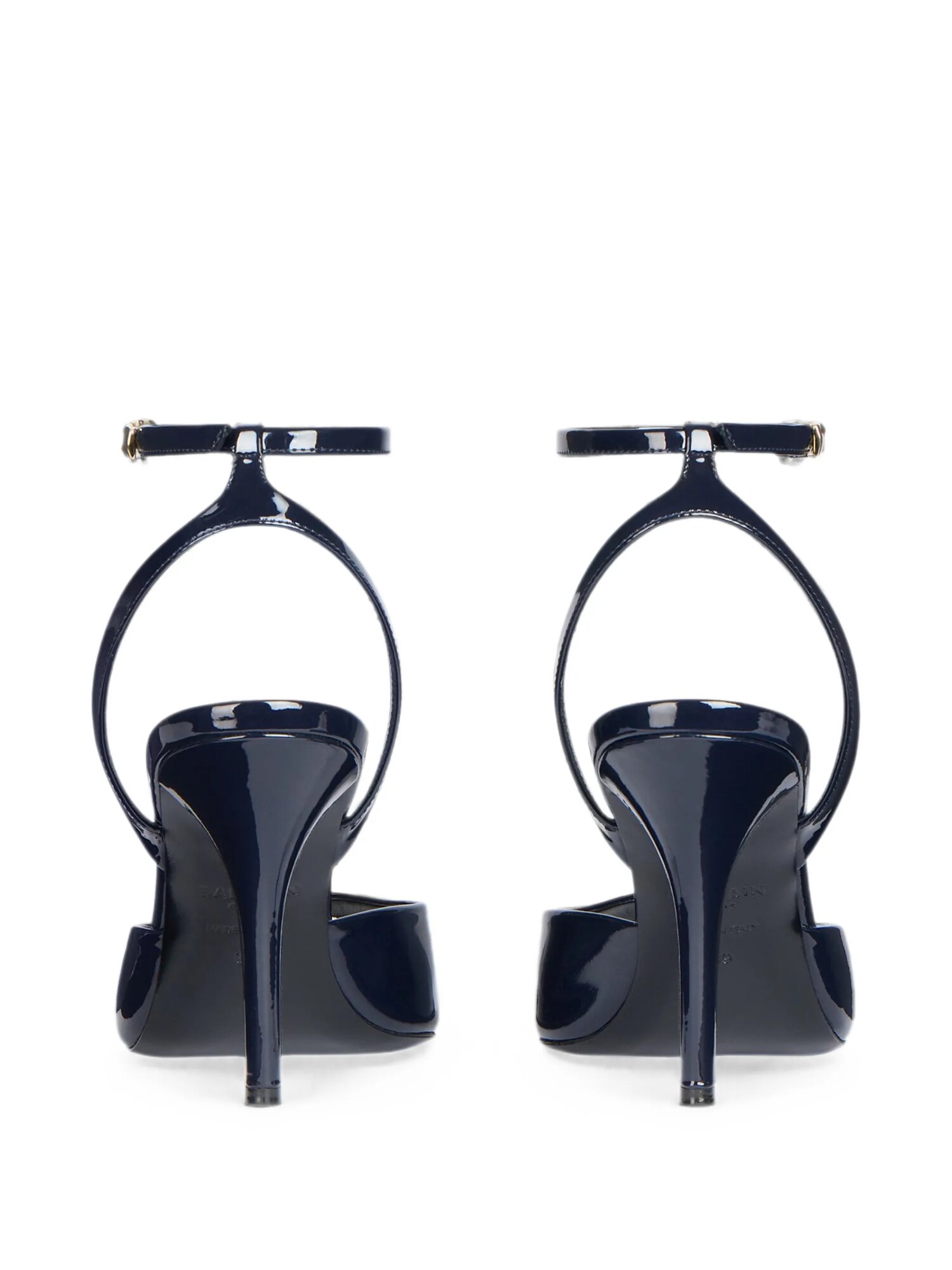 Туфли BALMAIN Patent-leather strappy courts, размер 40, синий — фото 1