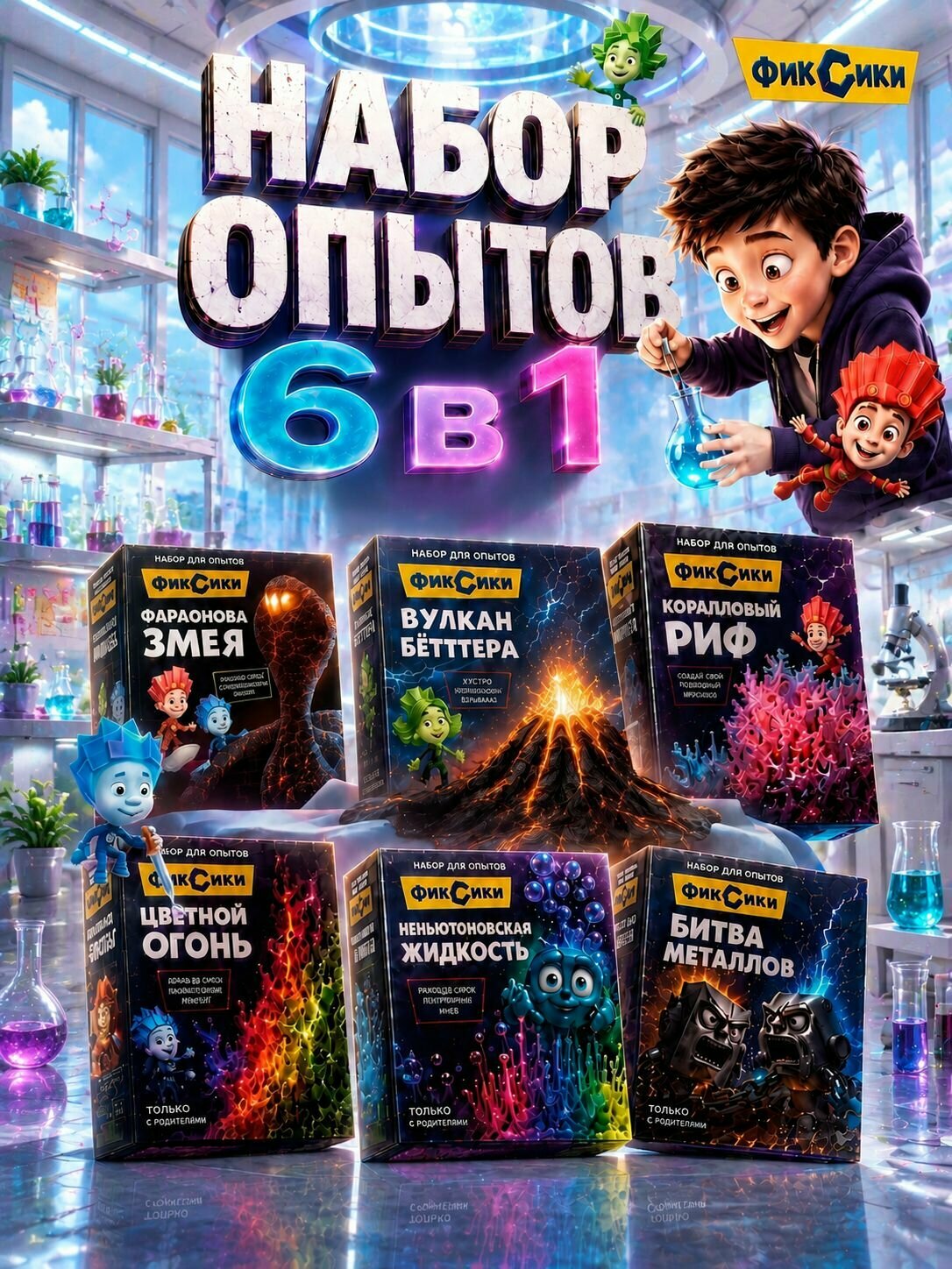 Опыты и эксперименты для детей / набор опытов для мальчиков "Фиксиопыты" 6 опытов в наборе набор опытов для детей научные эксперименты Фиксиопыты эксперименты для мальчиков