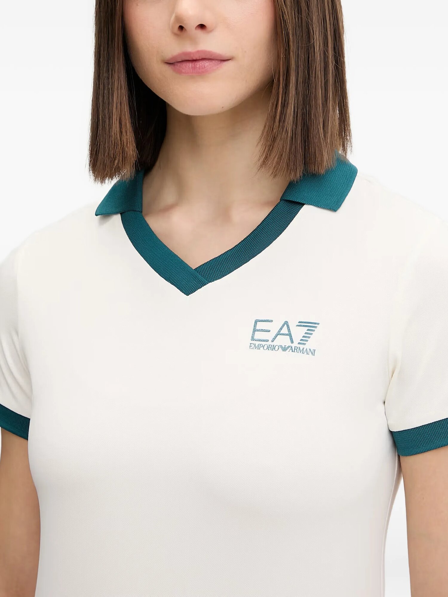 Футболка EA7 EMPORIO ARMANI, размер 40, бежевый/белый — фото 1